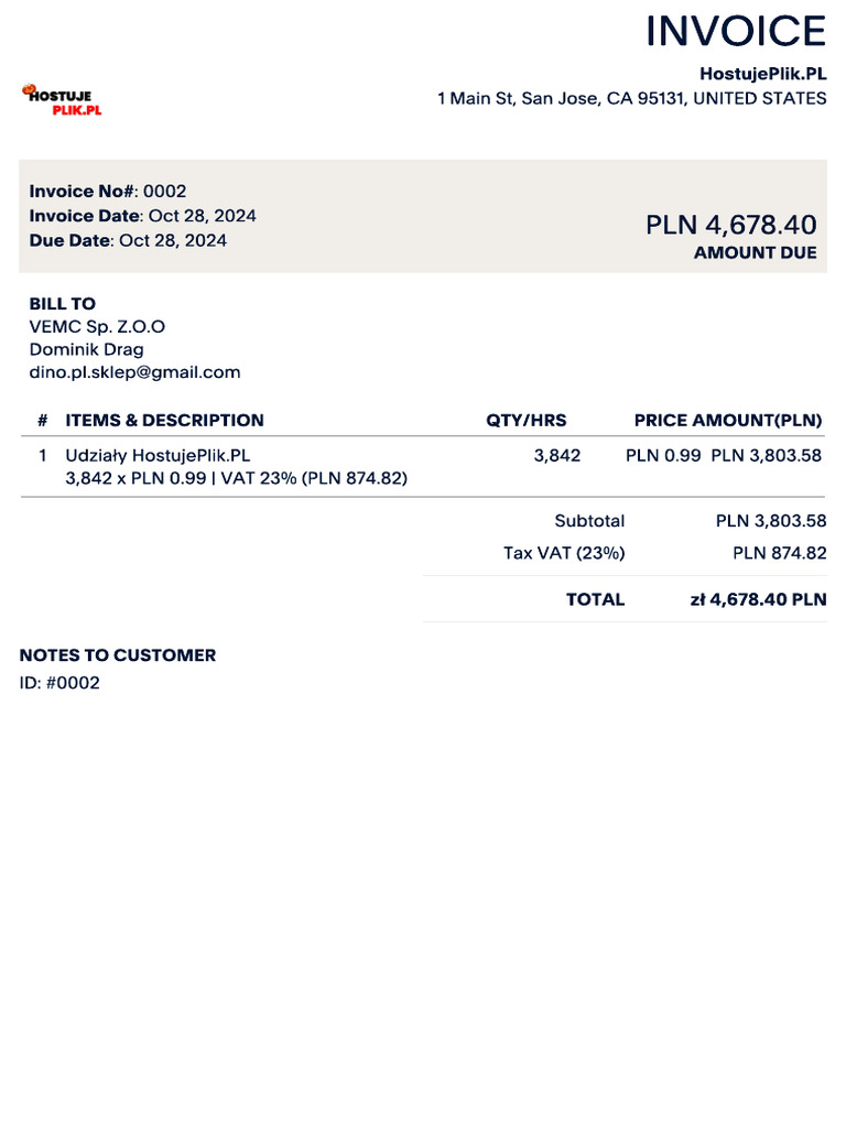 Invoice 0002 Pdf