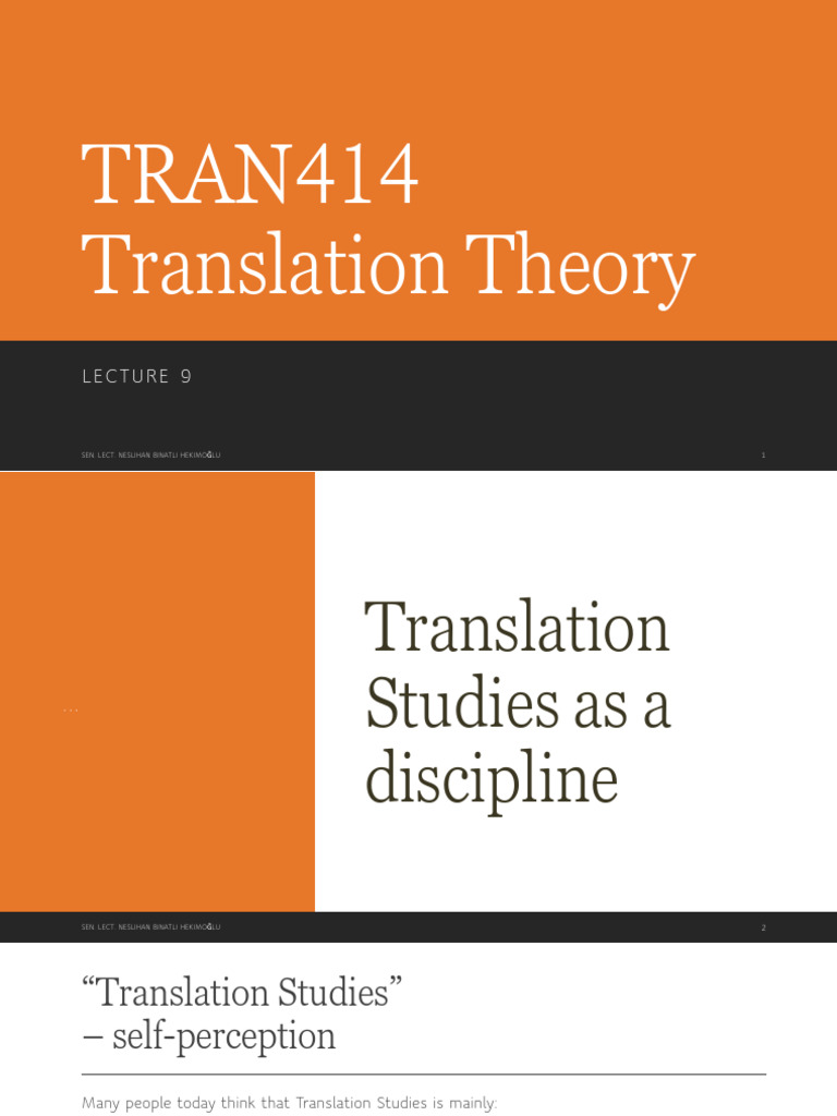 TRAN414 LecNotes 9 Part 2 ST | PDF | Translations | Theory