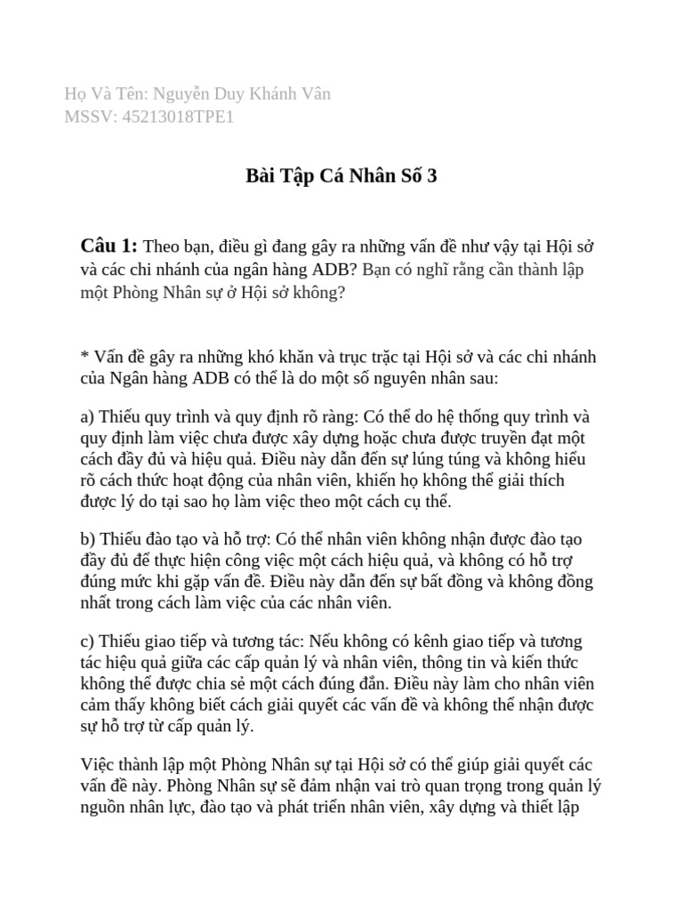 Bài Tập Cá Nhân Số 3 - Qtnl | PDF