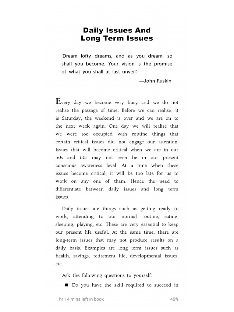 173.daily Issues and Long Term Issues | PDF