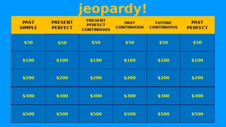 Jeopardy Verb Tenses Games 144944 | PDF | Linguistics | Grammar