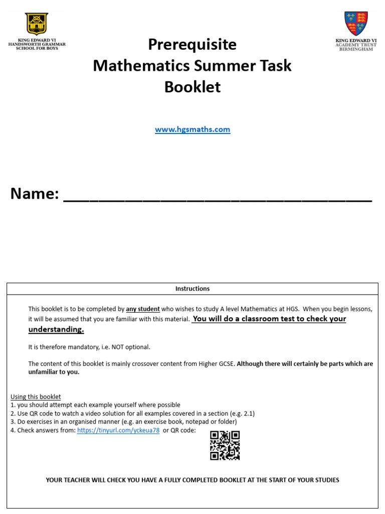 Yr 12 Summer Task Booklet | PDF | Trigonometric Functions | Trigonometry