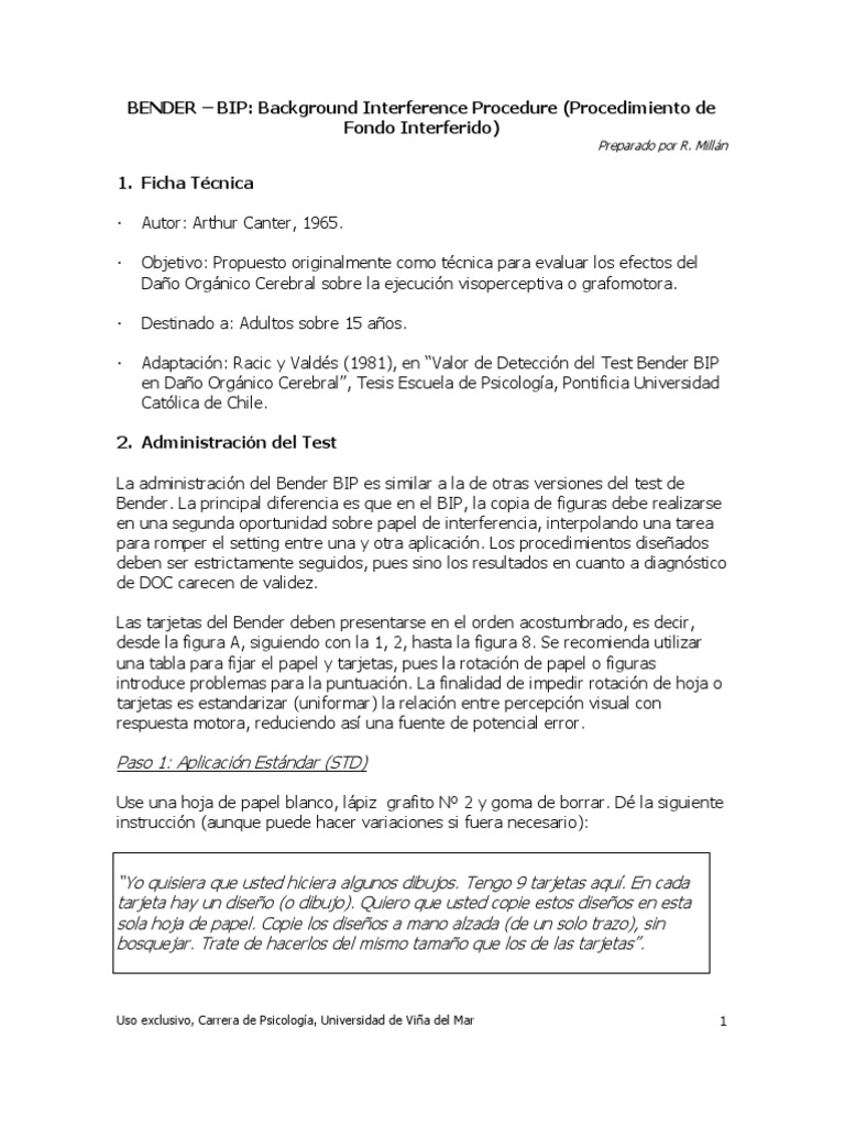 BENDER Bip, Manual Parte 1 Hasta Protocolo de Correccion | PDF | Papel | Dibujo