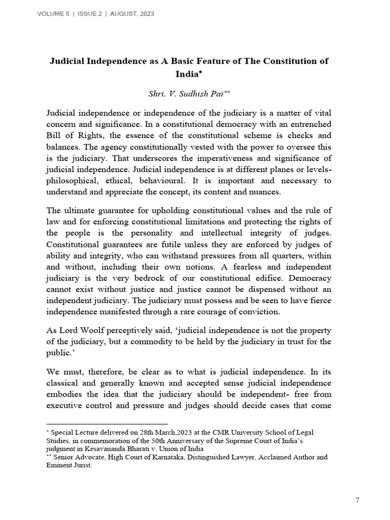 Judicial Independence in India | PDF | Legal Documents | Political Law