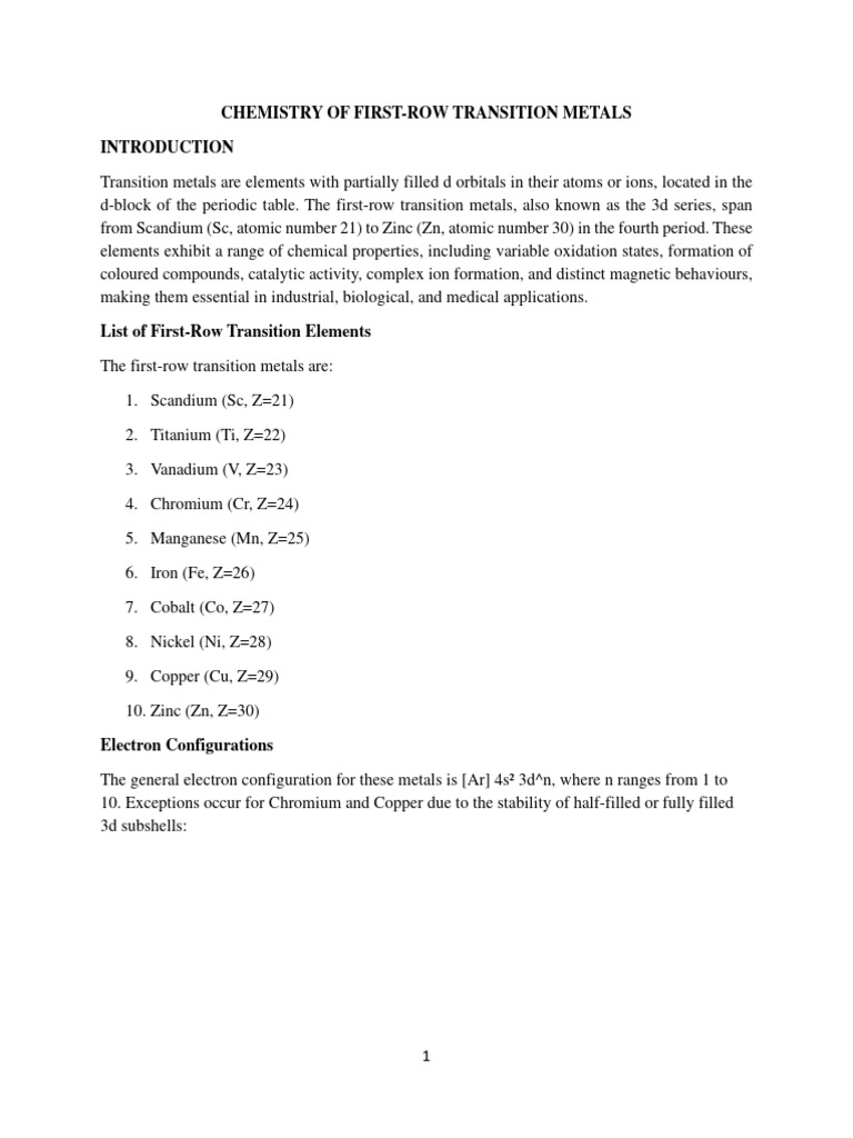 CHM 208-CHM 214 Inorganic Chemistry I Lecture Note | PDF | Redox ...