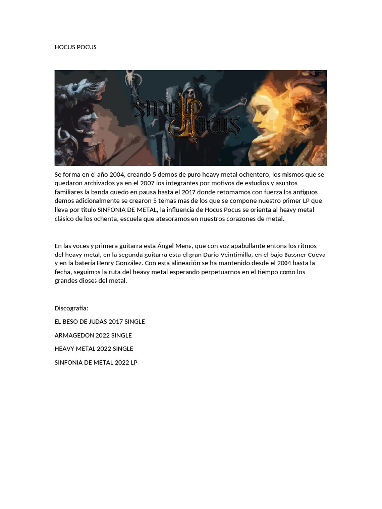 Biografia Hocus Pocus | PDF