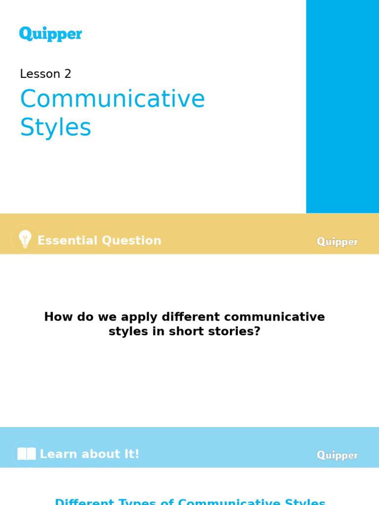 English 9 - Unit 7 - Lesson 2 - Communicative Styles | PDF | Linguistics | Communication