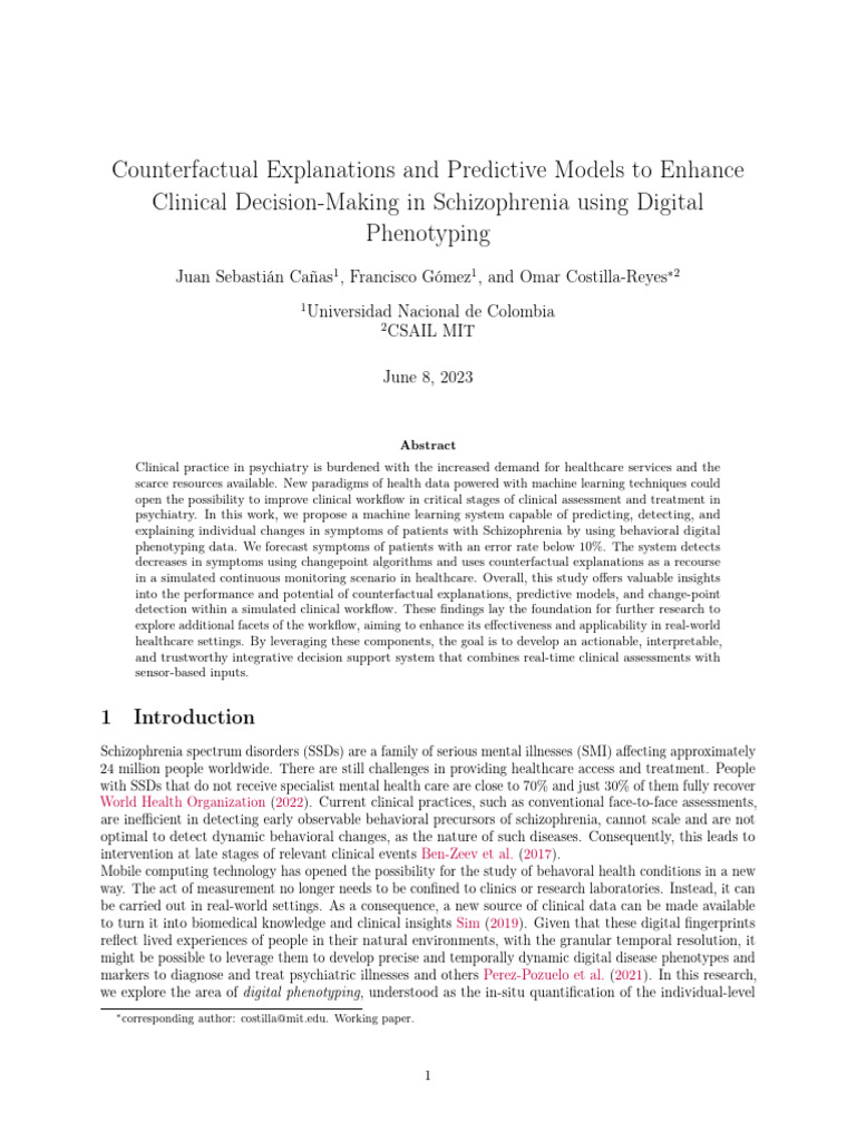 Counterfactual Explanations and Predictive Models To Enhance Clinical Decision-Making in ...