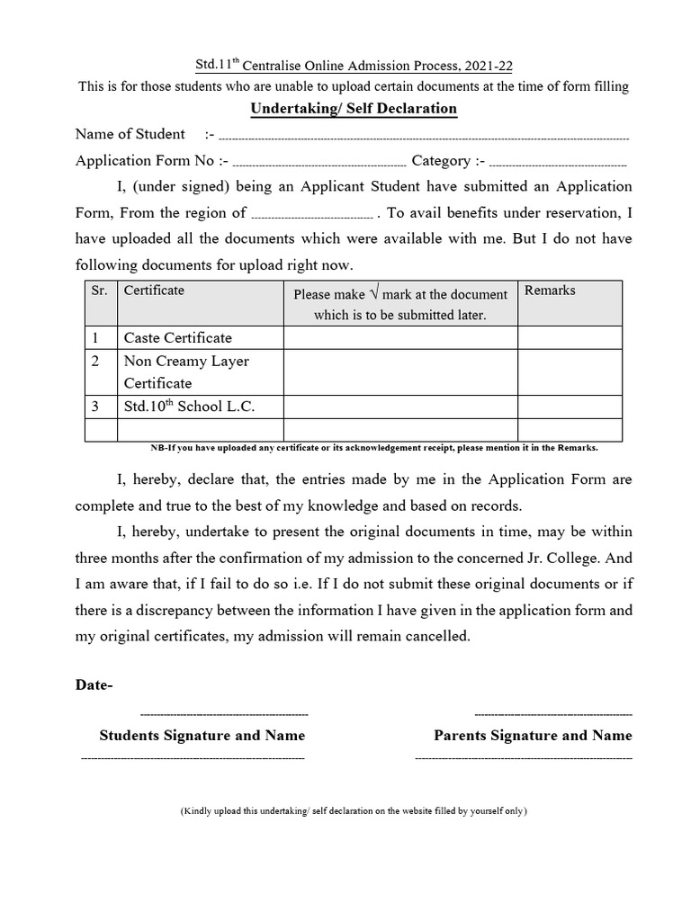 Undertaking_self Declaration (1)_copy | PDF