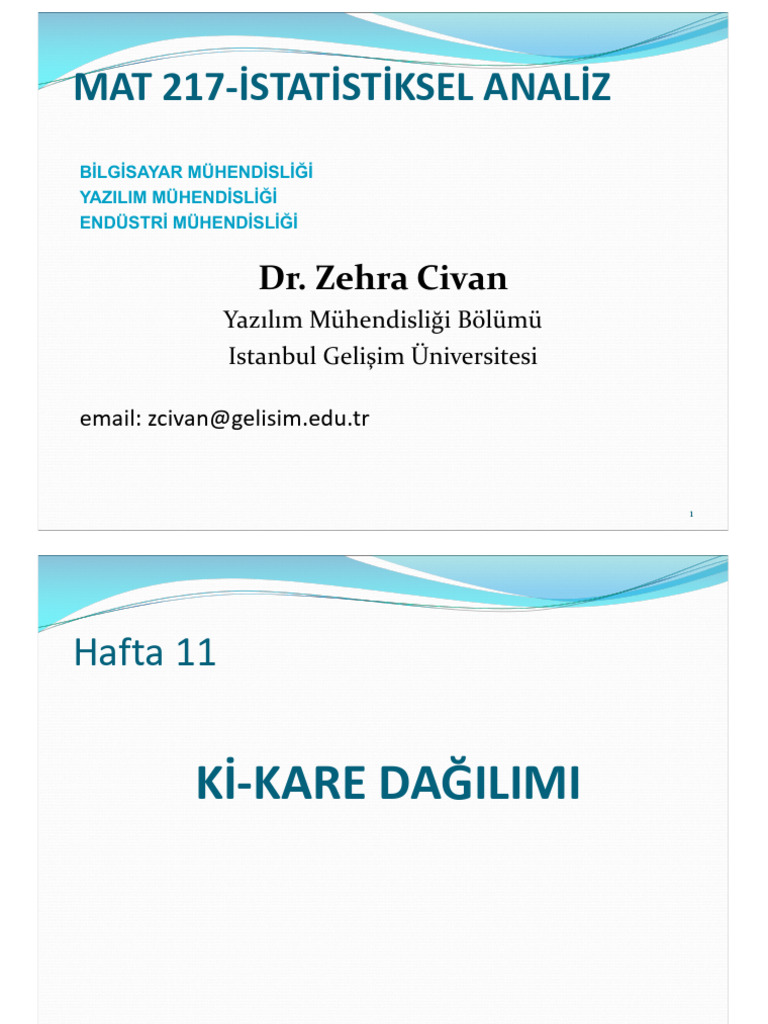 Mat217 Week11 Ki Kare Dagilimi | PDF