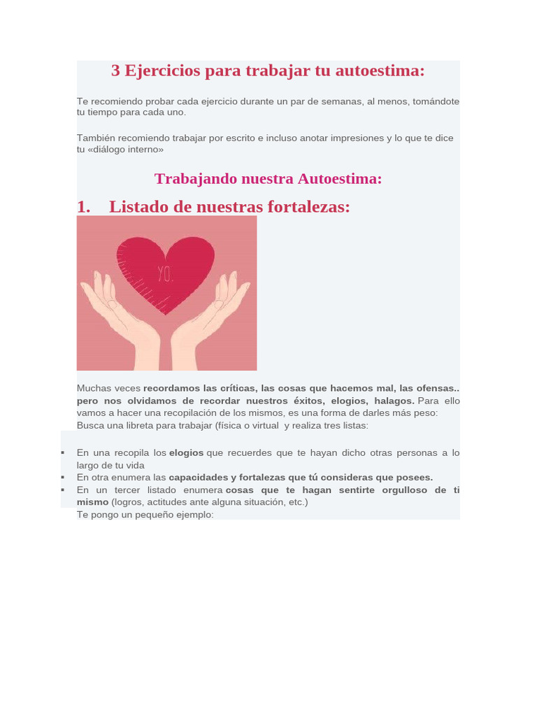 3 Ejercicios para Trabajar Tu Autoestima | PDF | Autoestima