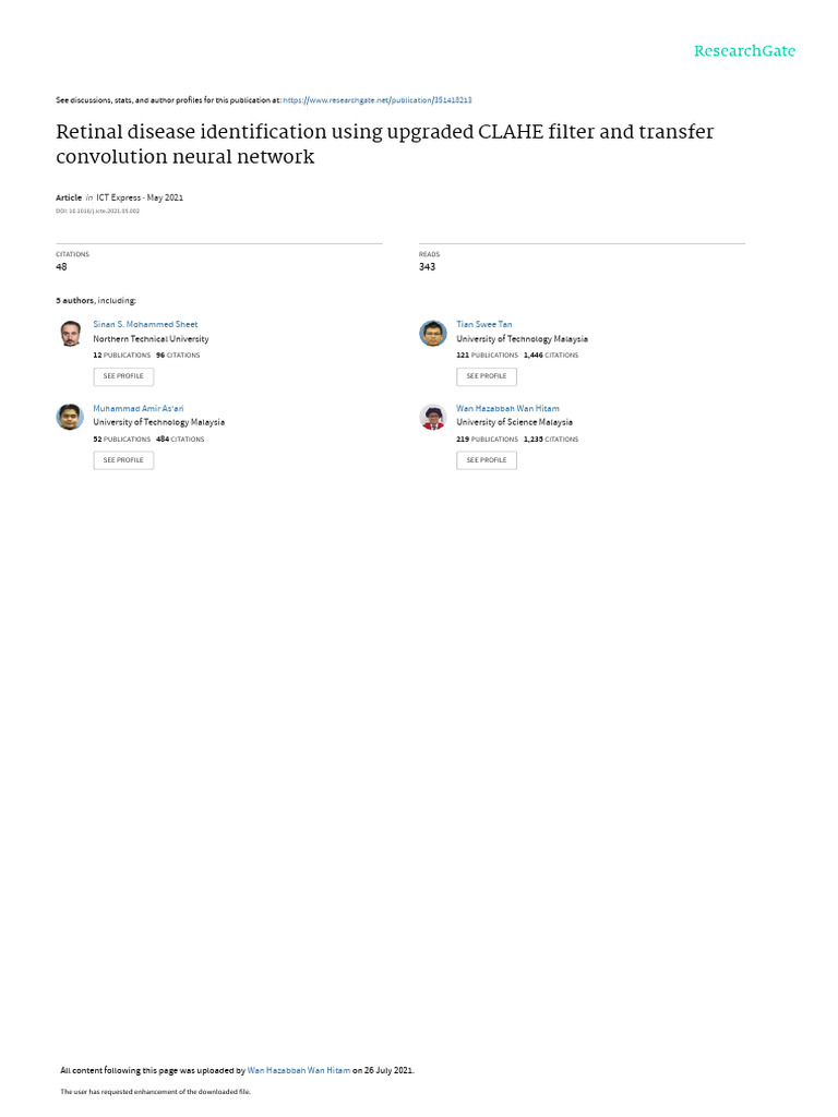 ICTE RetinalImagesCLAHEFilter | PDF | Retina | Sensitivity And Specificity