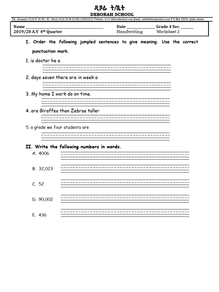 Grade 4 HW Worksheet-2 | PDF