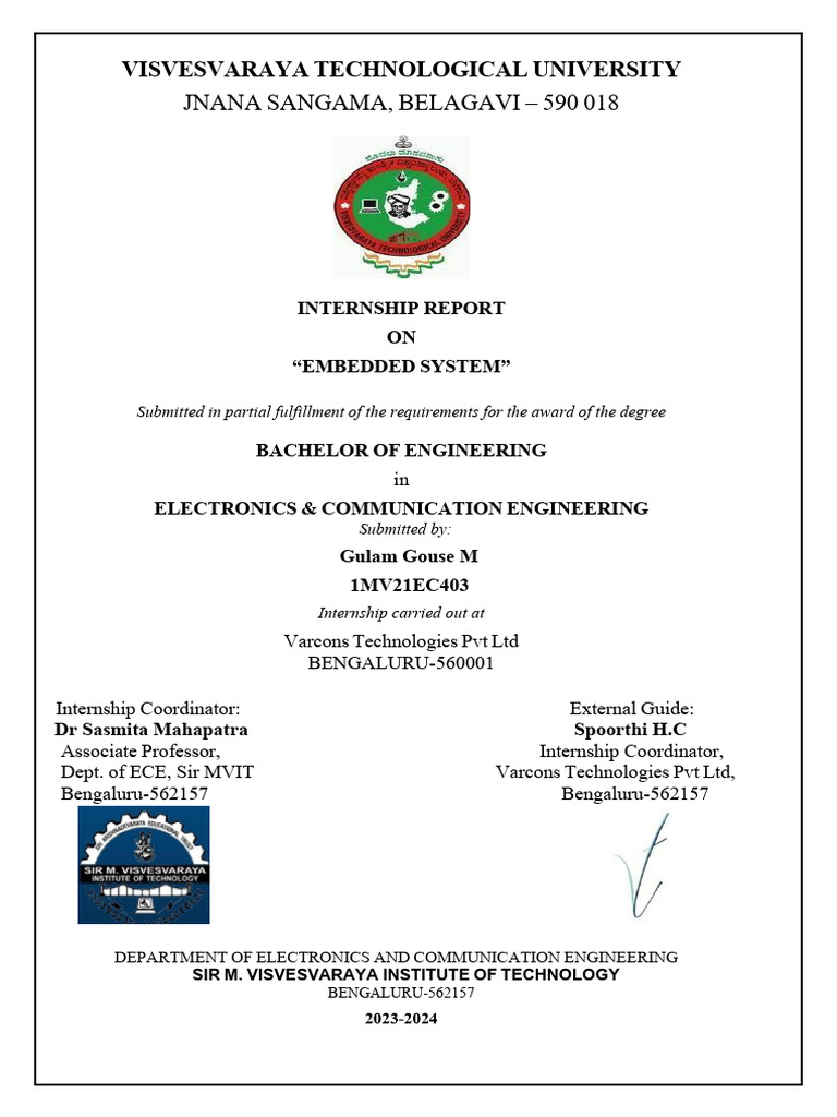COVER PAGE Internship-Gouse | PDF