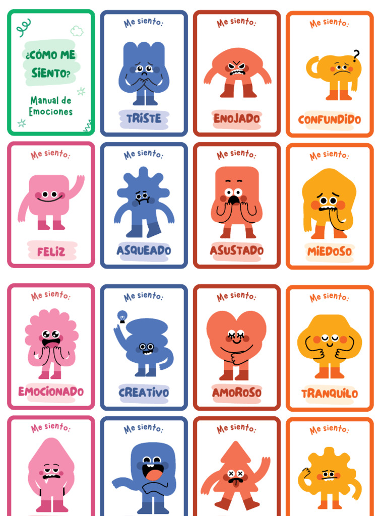Tarjetas Educativas Sobre Las Emociones Estilo Doodle Geométrico ...
