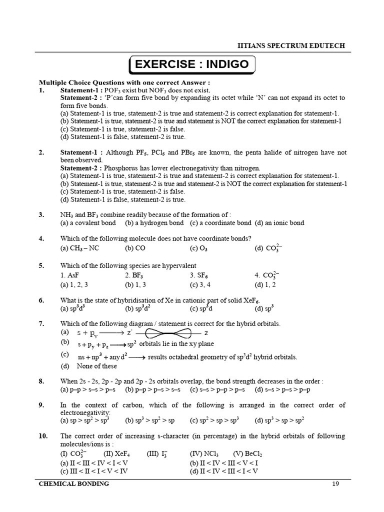 Open 5 Chemical Bonding, IUPAC & Mole Concept Final Booklet-19-21 | PDF ...