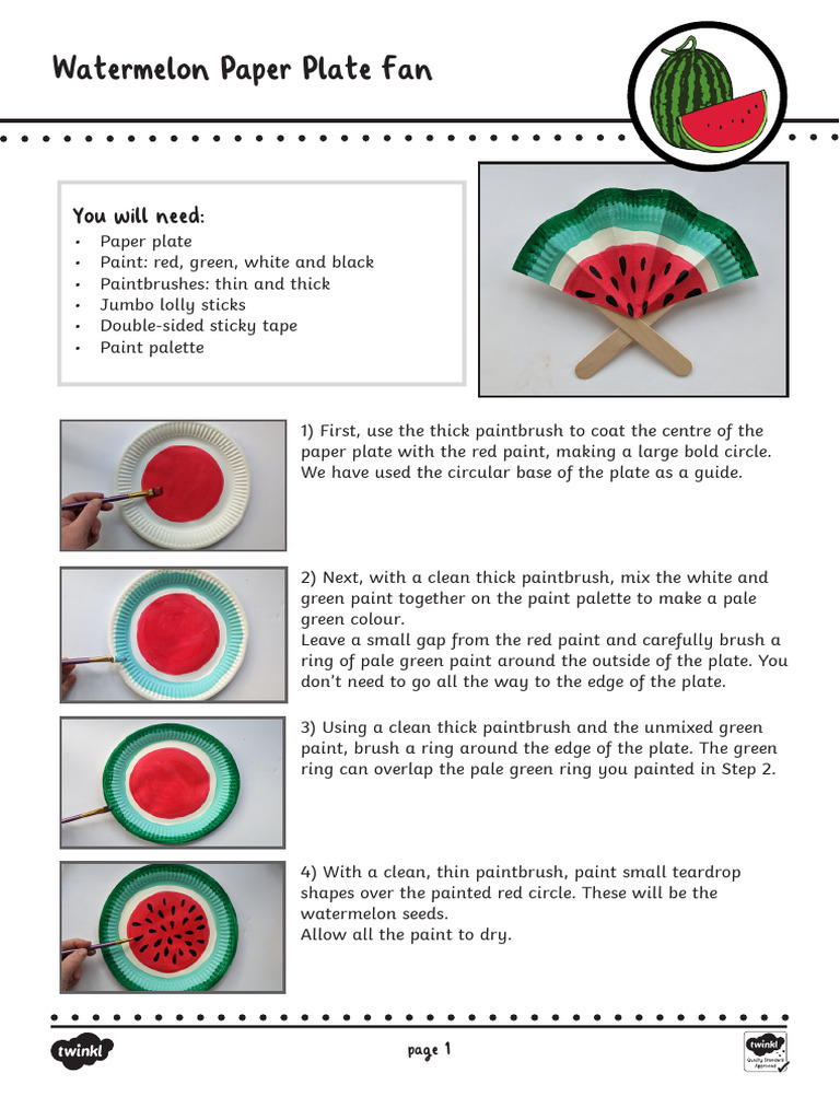 T TC 1682496531 Watermelon Paper Plate Fan Summer Crafts Ver 2 | PDF ...
