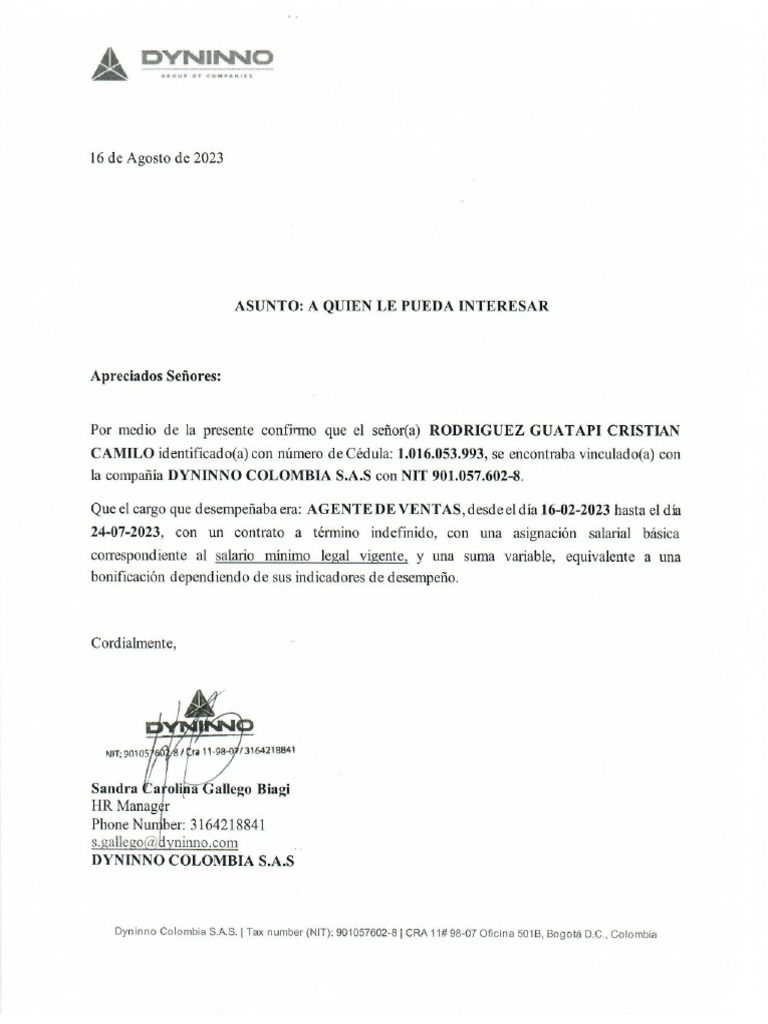 Certificado Dyninno | PDF