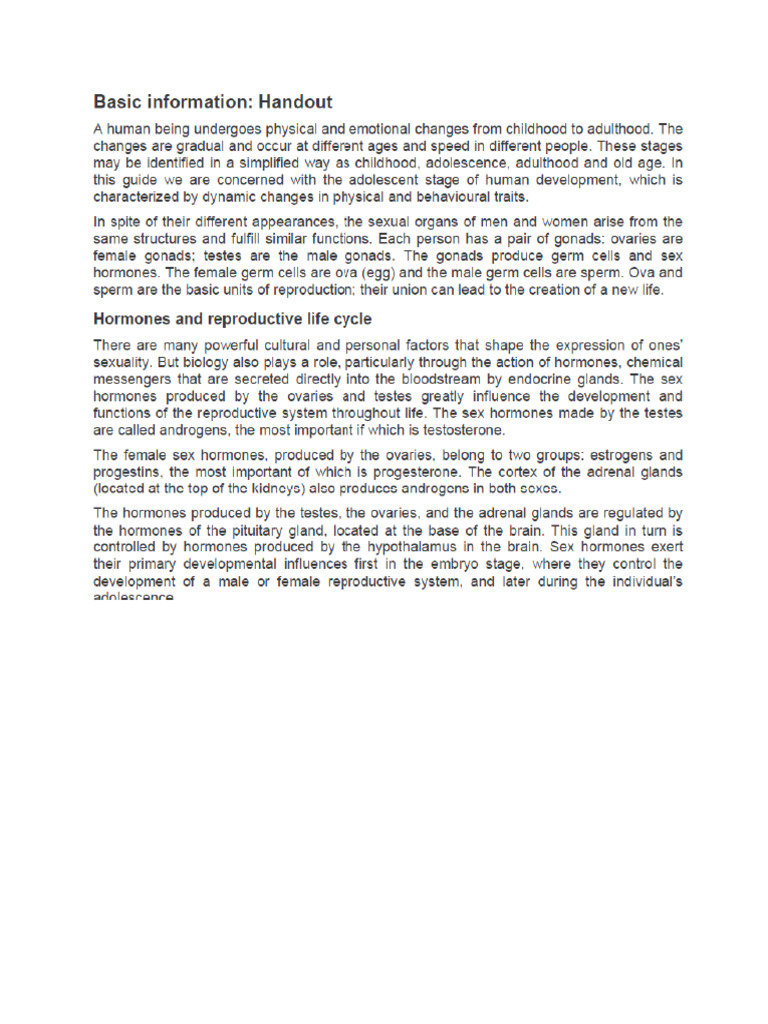 Handout Reproductive Anatomy and Physiology | PDF