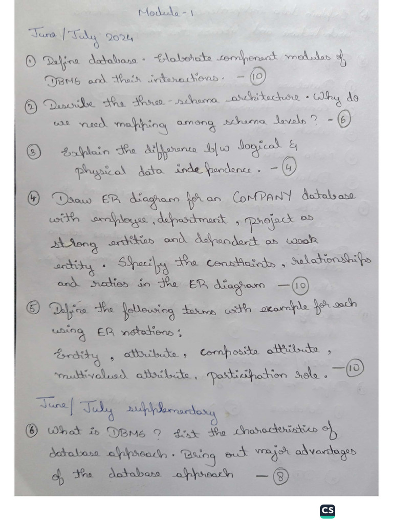 DBMS Module 1 Question | PDF