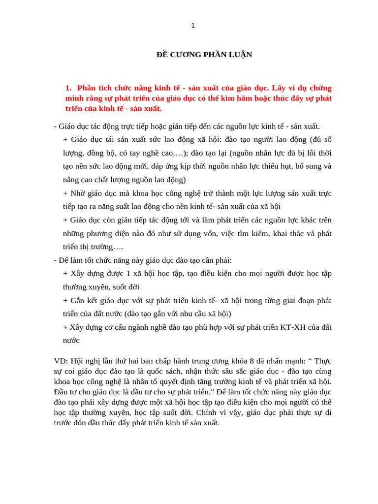 ĐỀ CƯƠNG PHẦN LUẬN KHGD | PDF