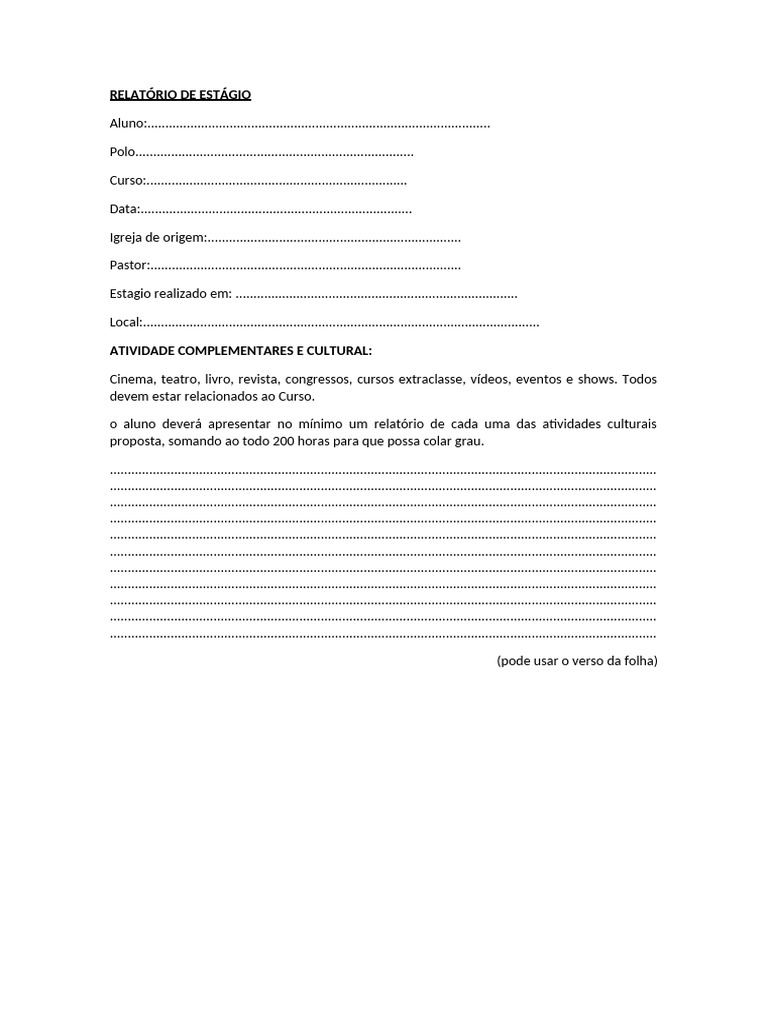 Relatório de Atividades Complementares | PDF