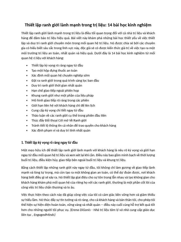 Thiết Lập Ranh Giới Trong Trị Liệu | PDF