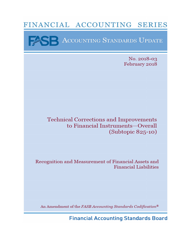 ASU 2018-03 Financial Instrument | PDF | Fair Value | Generally ...