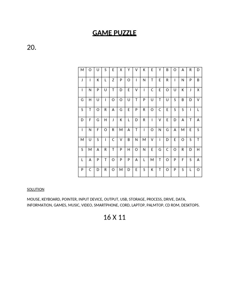 Computing Game Puzzle | PDF