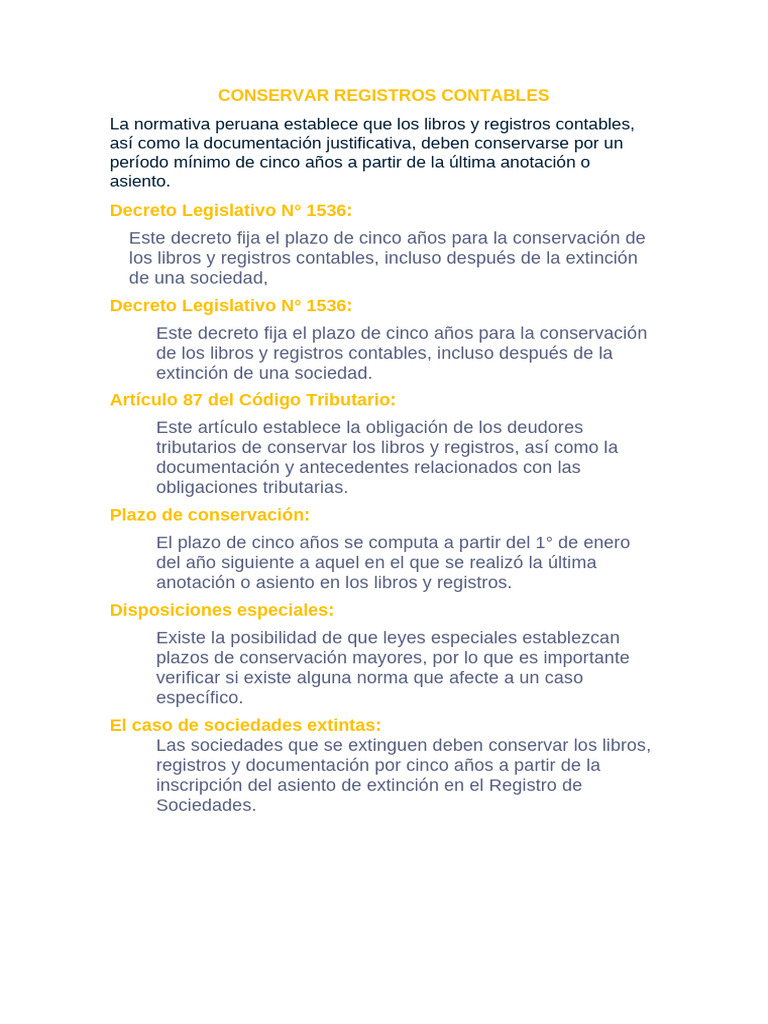 Conservar Registros Contables | PDF
