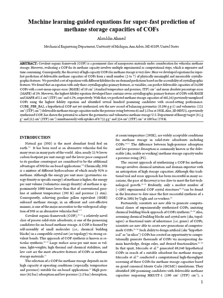 Machine Learning-Guided Equations for Super-Fast Prediction of Methane ...