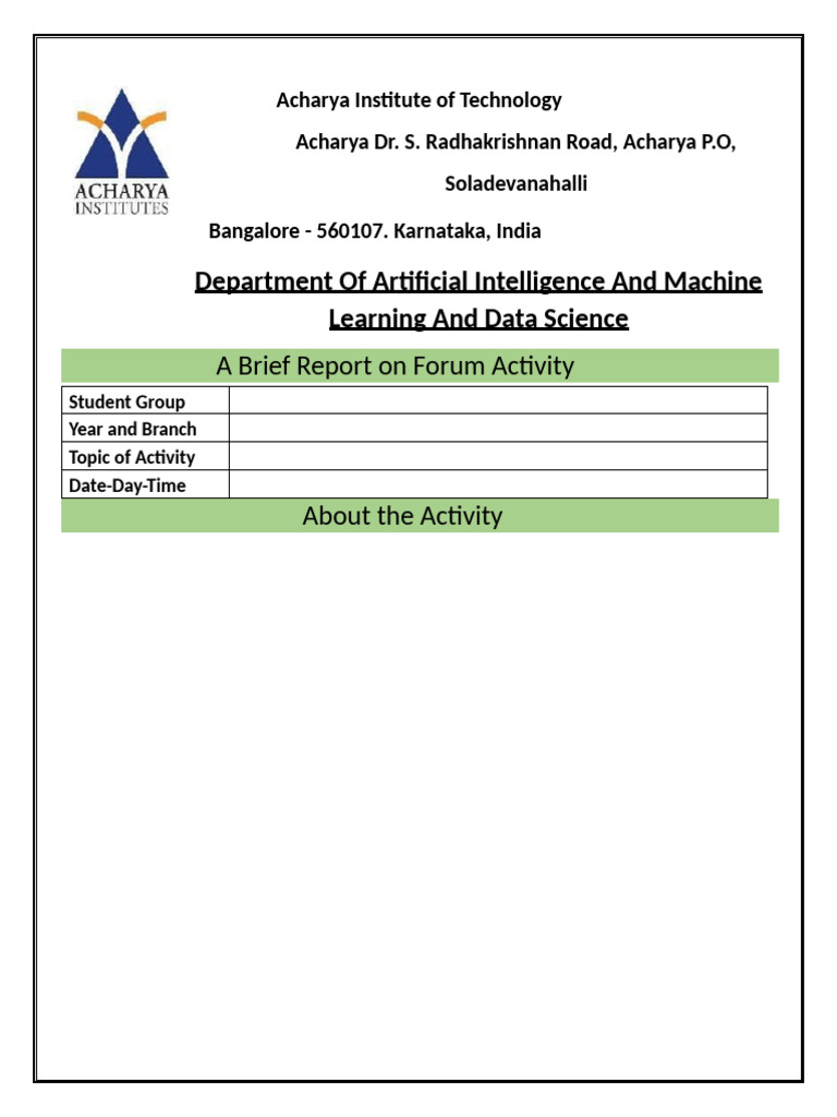 Forum Activity Form | PDF