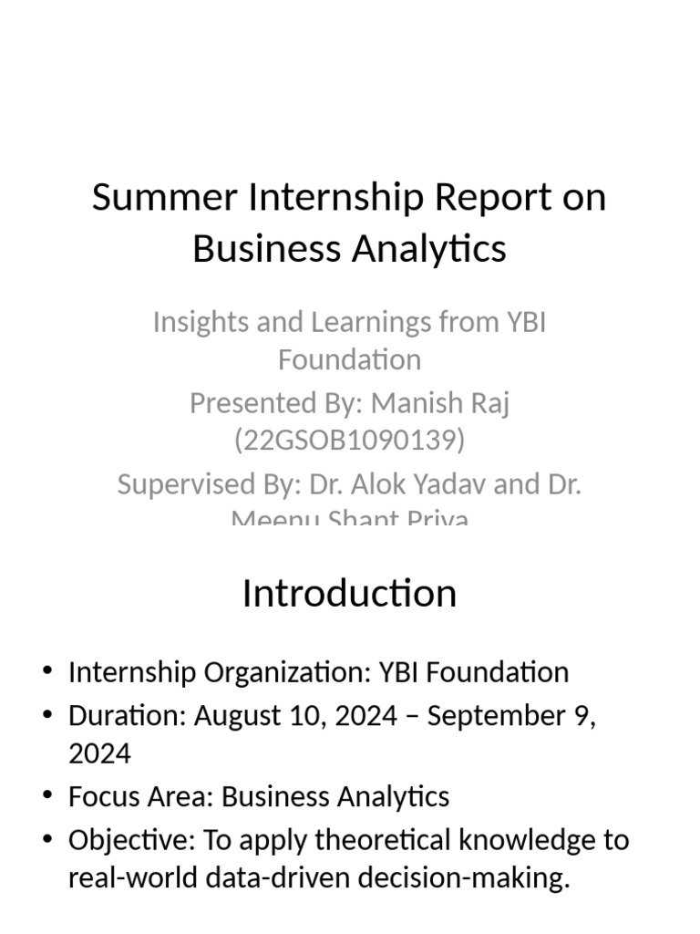 Summer Internship Presentation | PDF
