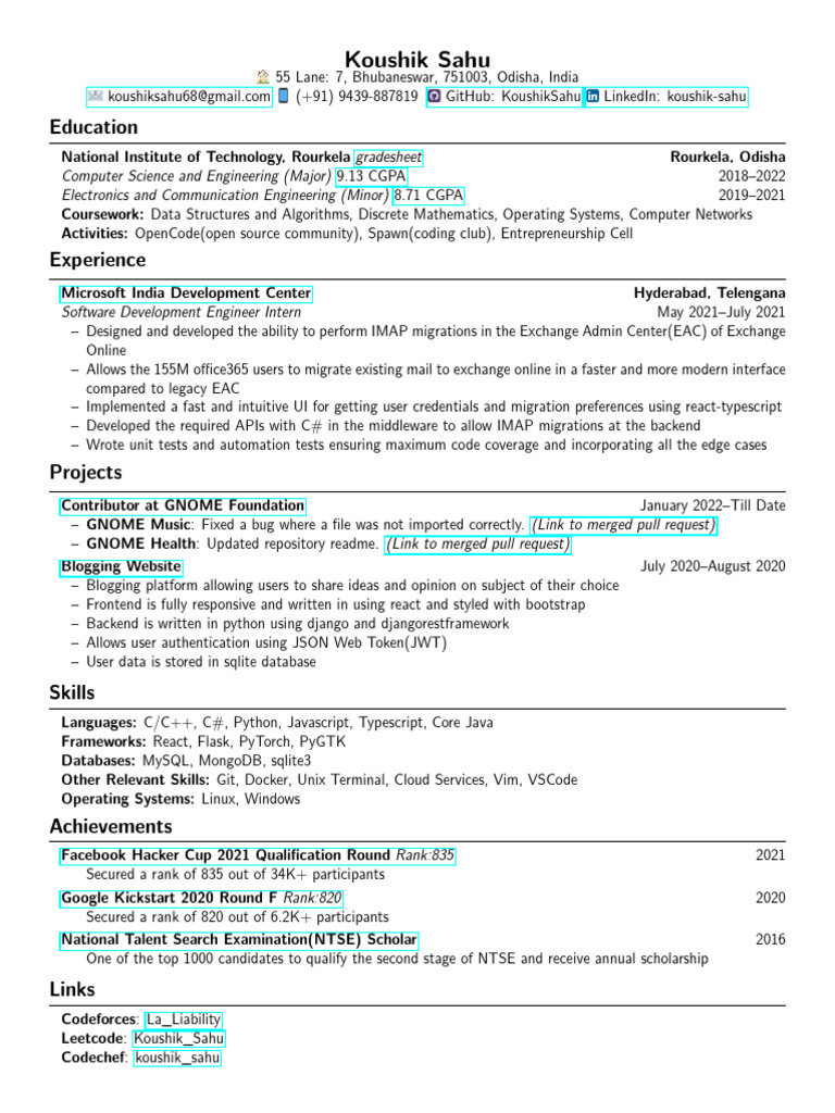 Koushik Sahu Microsoft - NIT Rourkela | PDF | Computing | Computer Science
