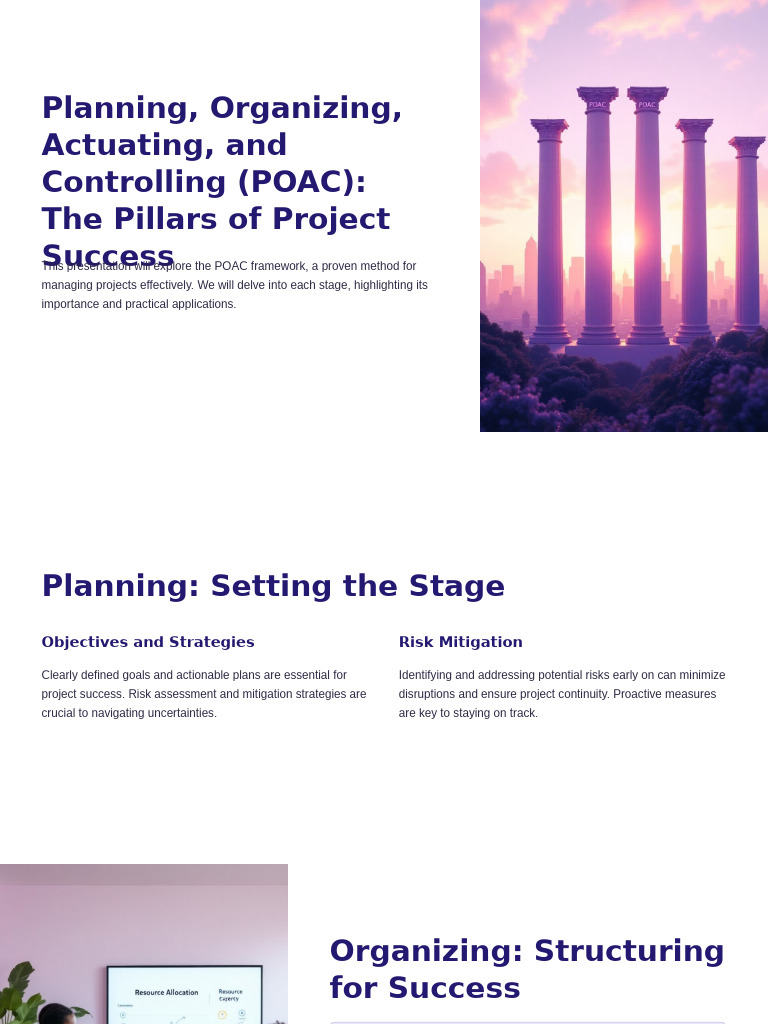 Planning Organizing Actuating and Controlling POAC The Pillars of ...