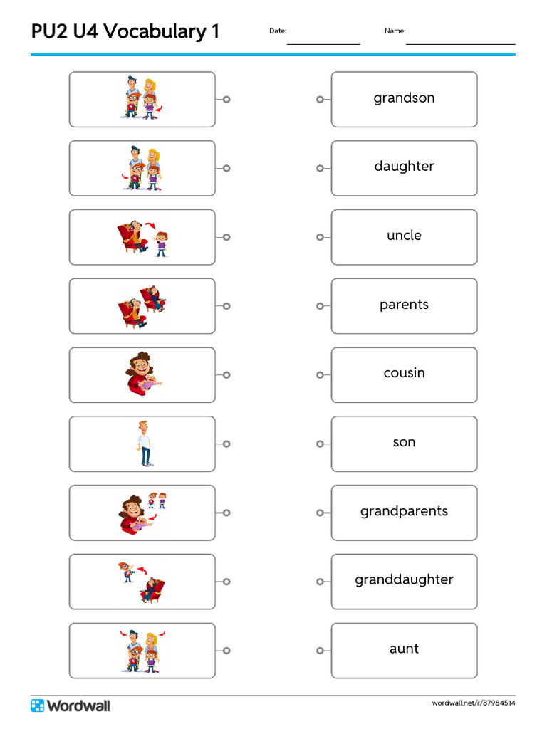 Pu2 U4 Vocabulary 1 Match Up Line Drawing | PDF