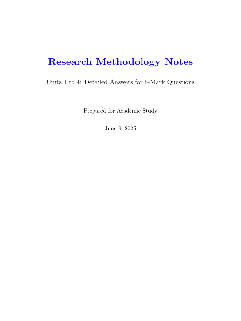 Research Methodology Notes | PDF | Student's T Test | Analysis Of Variance