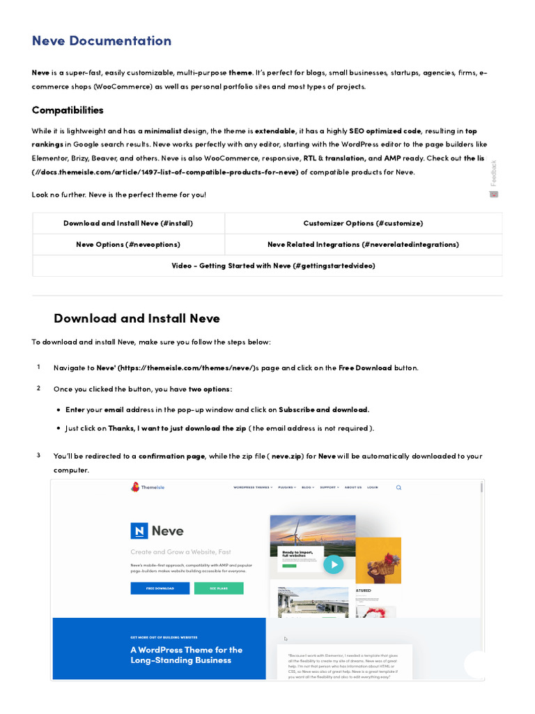 Neve Documentation - ThemeIsle Docs | PDF | Page Layout | Word Press