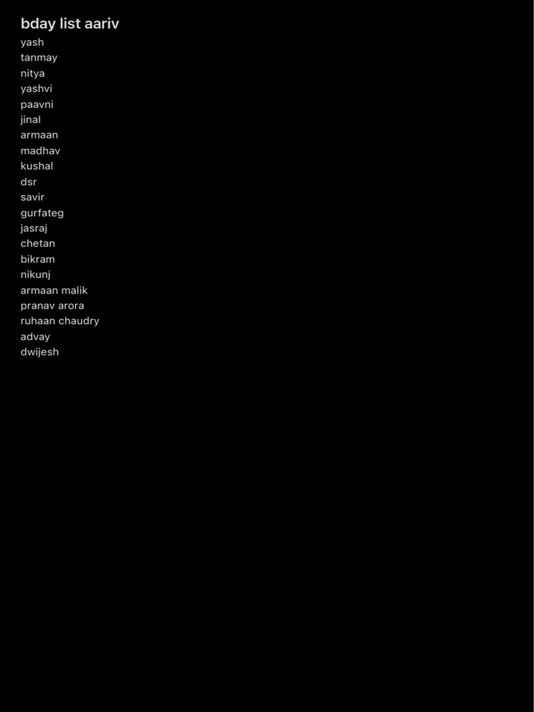Bday List Aariv | PDF