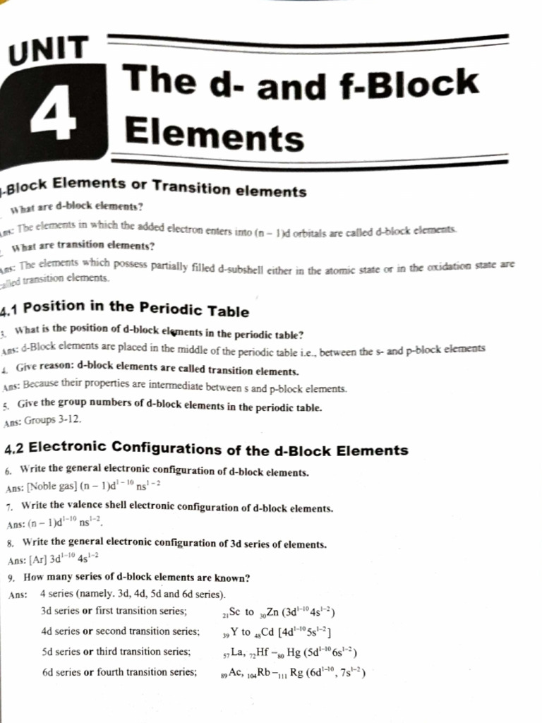 D & F Block Elements | PDF