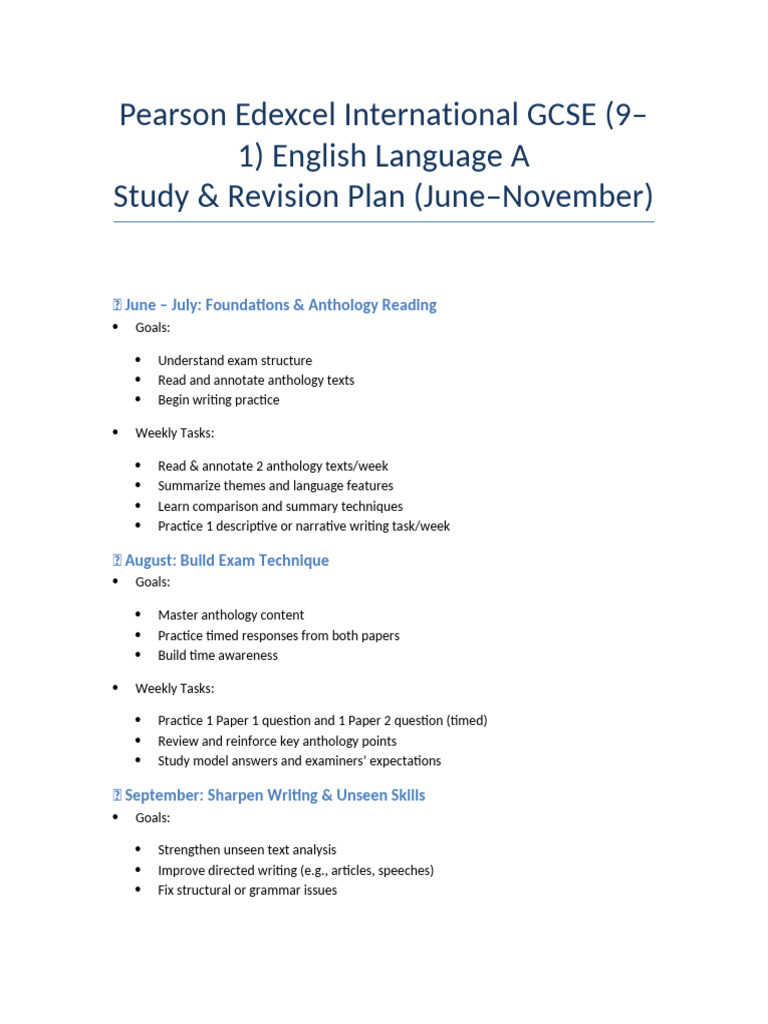Edexcel English Language a Revision Plan | PDF