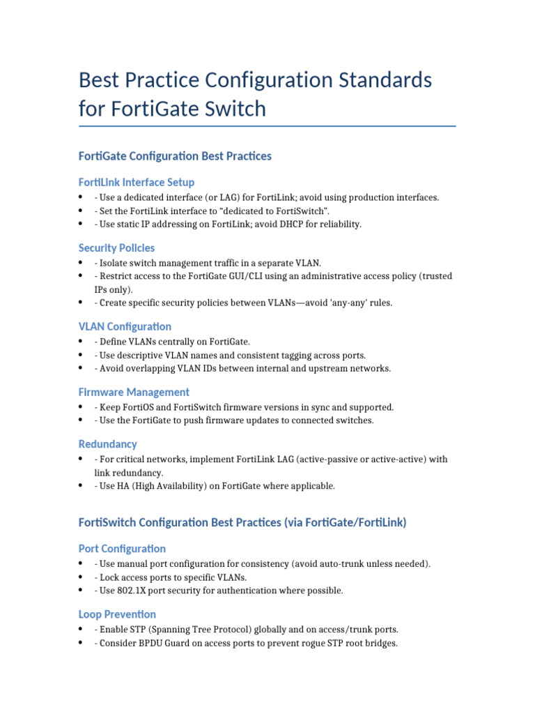 FortiGate Switch Best Practices | PDF | Computing | Computer Network