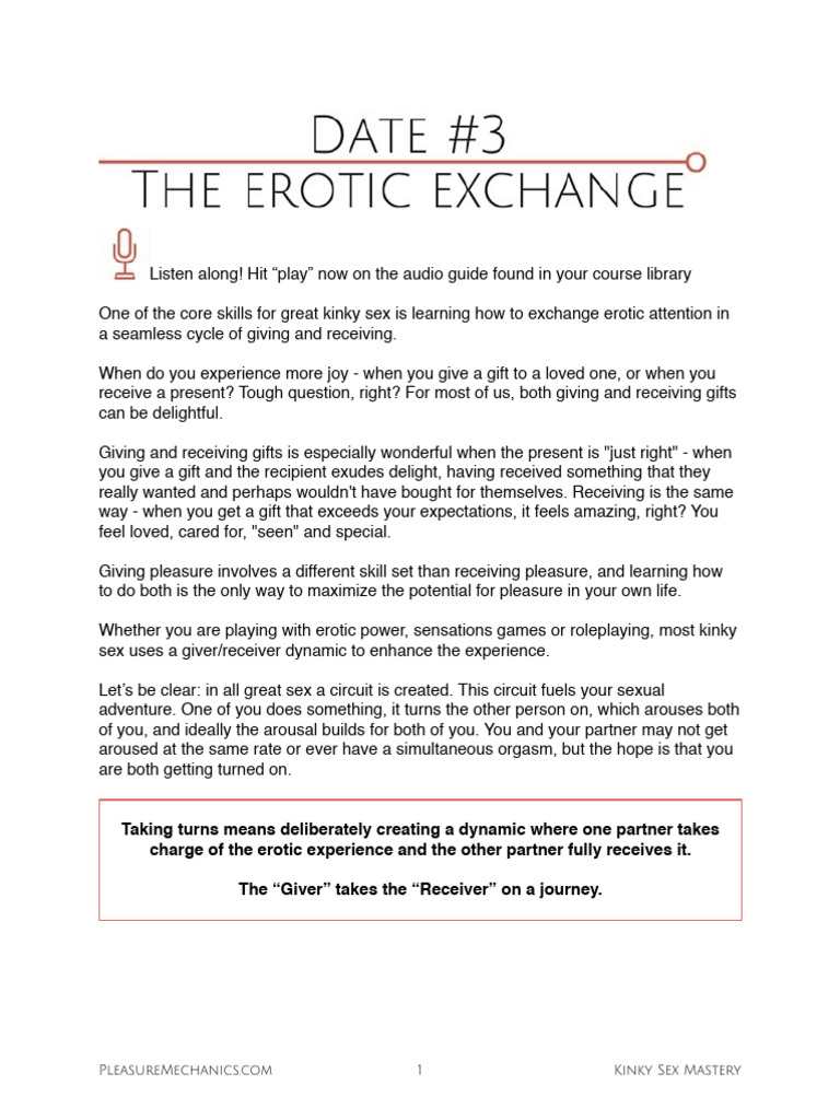 Date #3 The Erotic Exchange | PDF | Gift | Behavioural Sciences