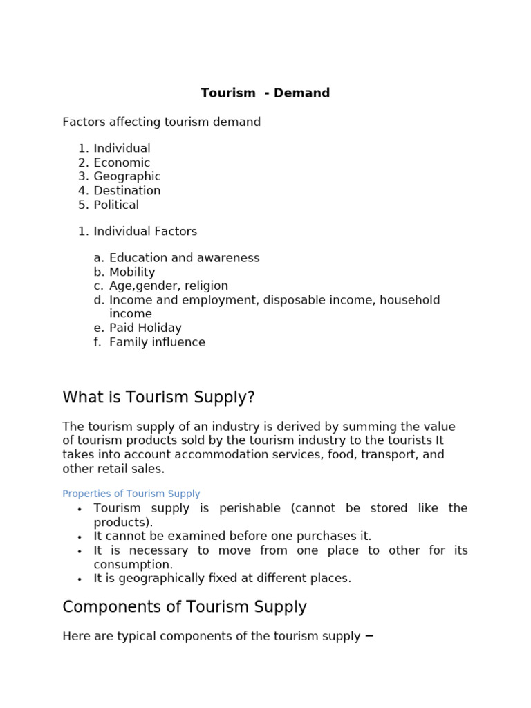 4a.tourism Demand & Tourism Supply | PDF | Tourism | Amusement Park