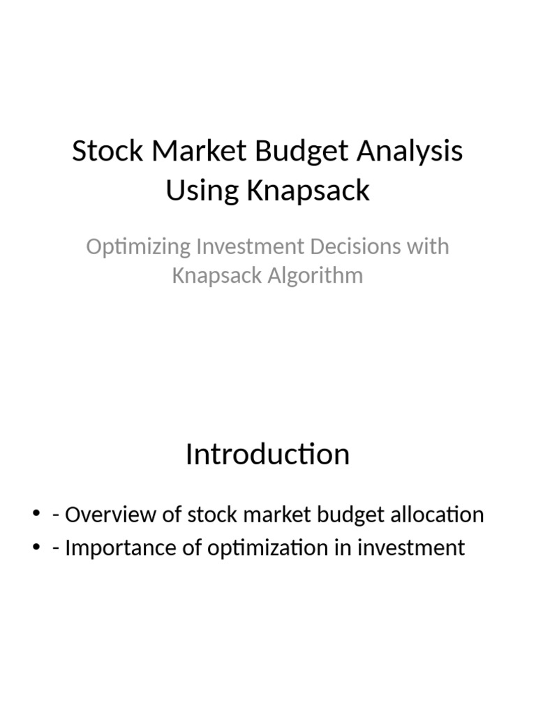 Stock Market Budget Analysis Knapsack | PDF