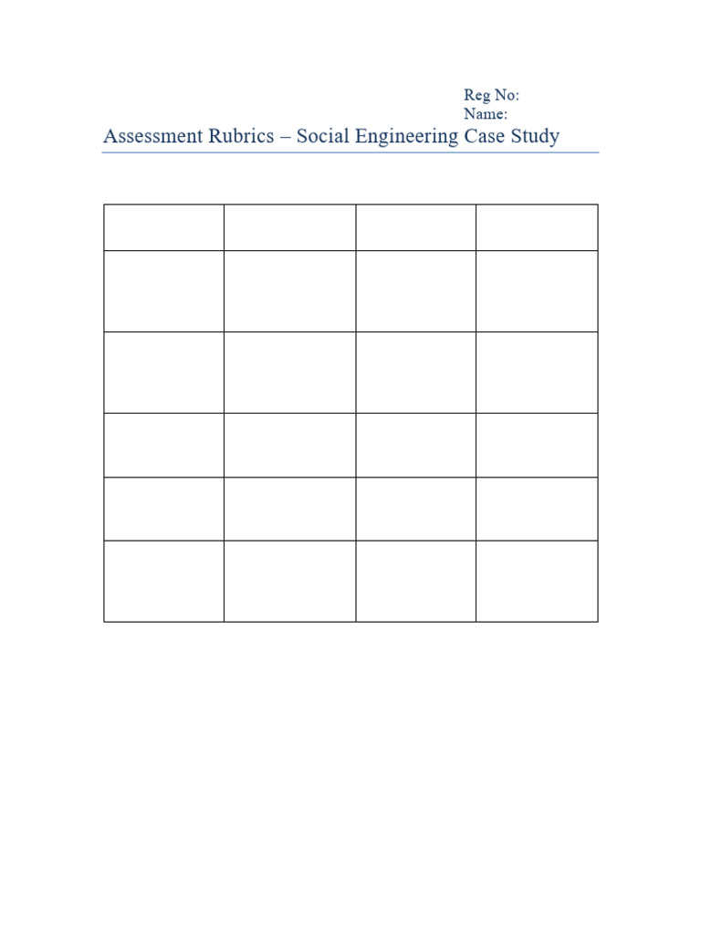 Social Engineering Case Study Assessment Rubrics | PDF | Citation | Human Communication