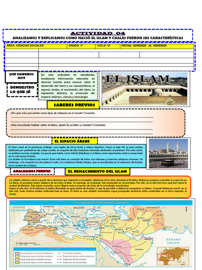 ACTIVIDAD 4 2° 12 Mayo | PDF | Mahoma | Califato