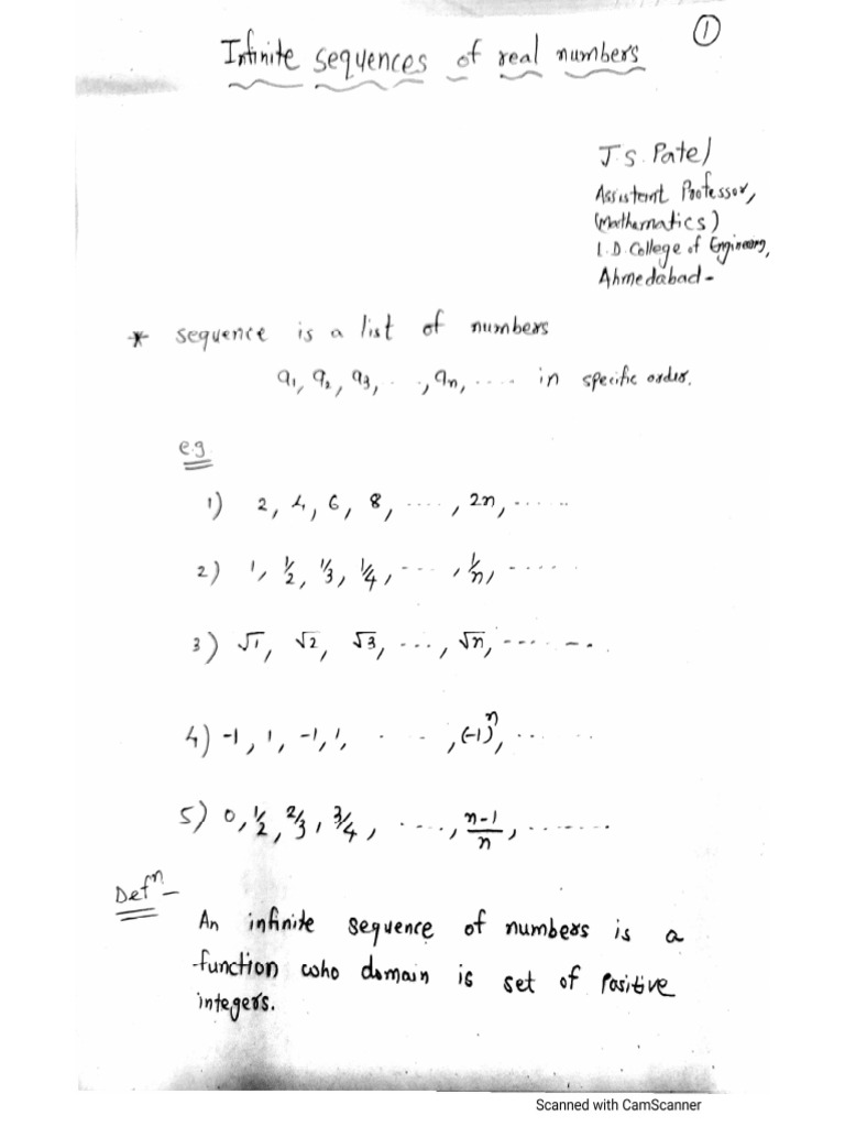 Infinite Sequence of Real Numbers | PDF