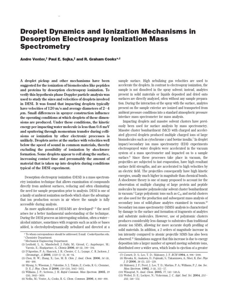 Sojka Et Al 2006 Droplet Dynamics and Ionization Mechanisms in ...