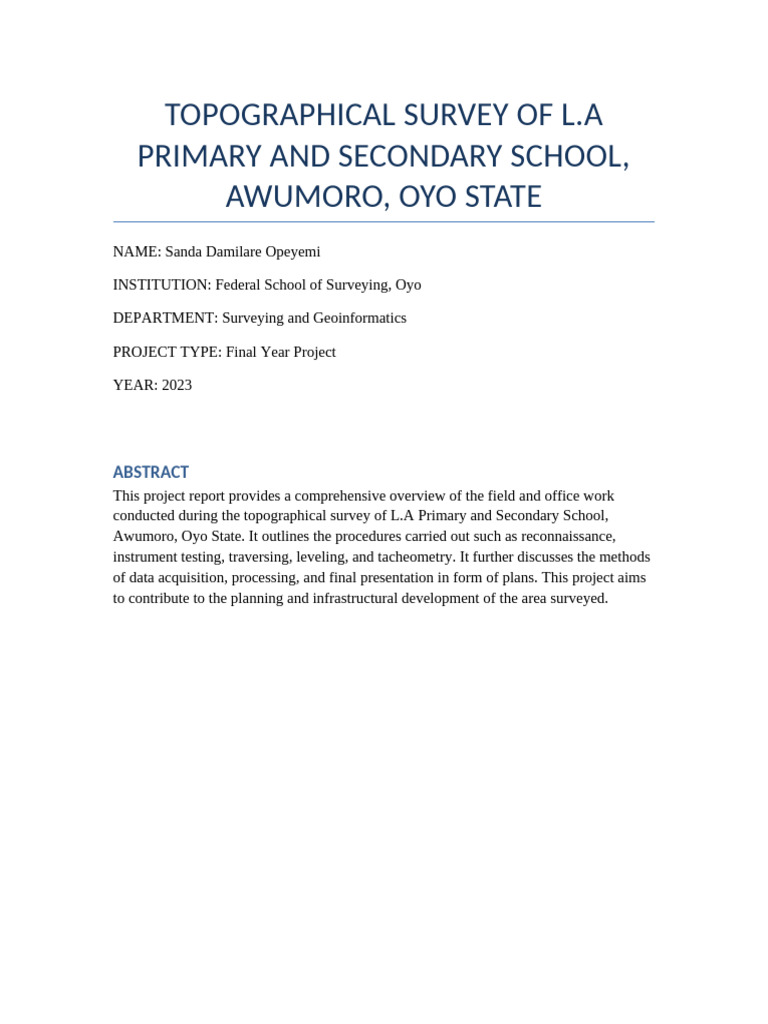 Surveying Project Samples | PDF